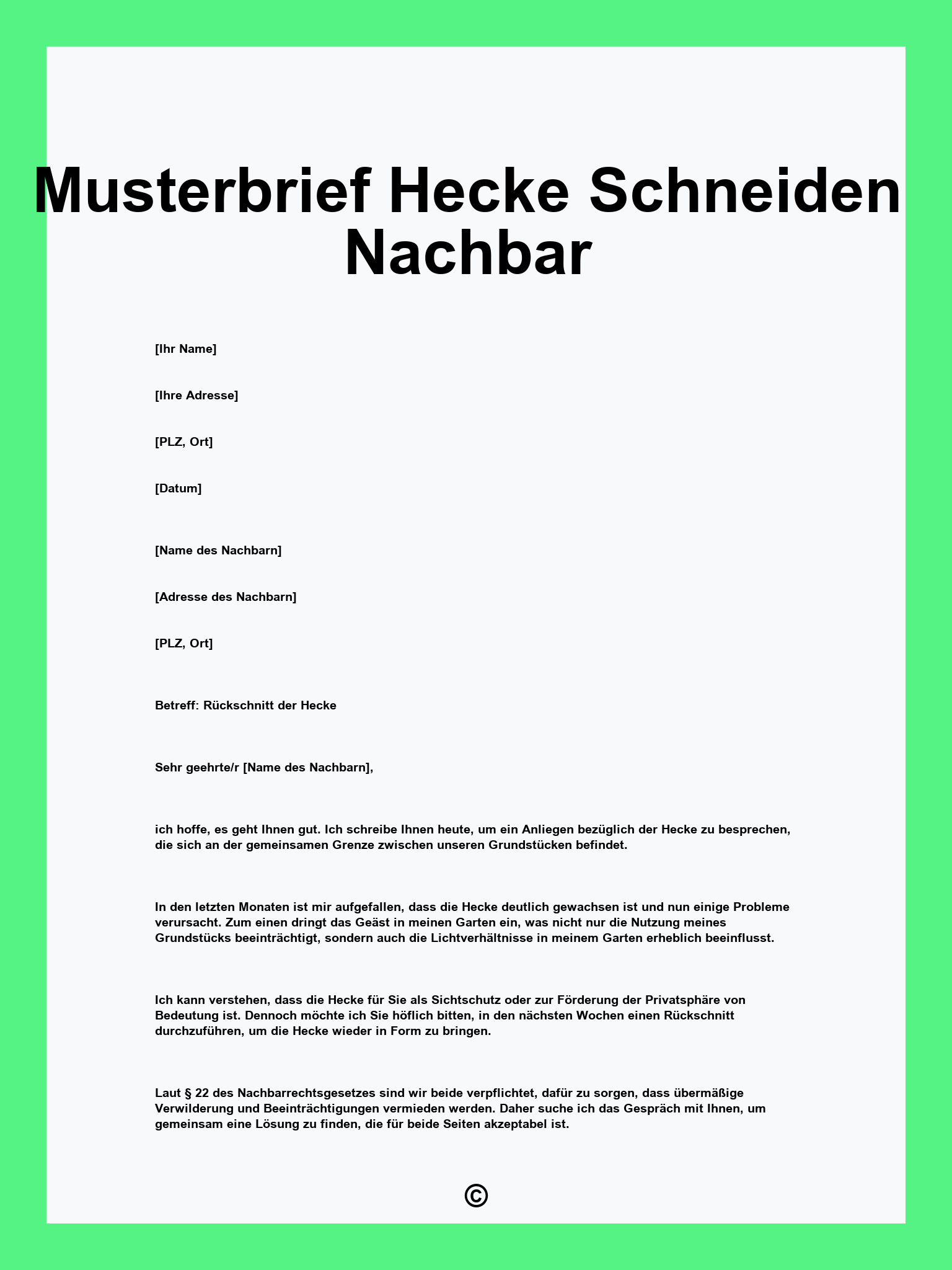 Musterbrief Nachbar Baum Schneiden